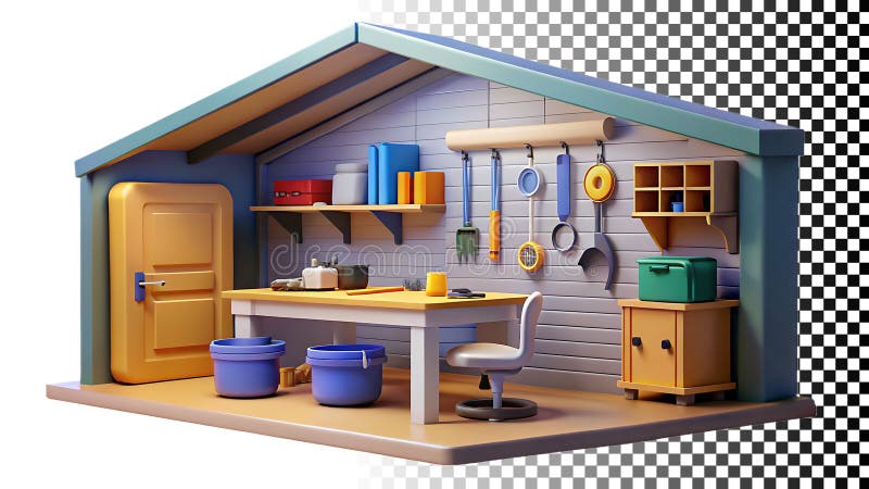 Organize Your Workspace: Detailed Garage Interior Storage Solutions Png ...