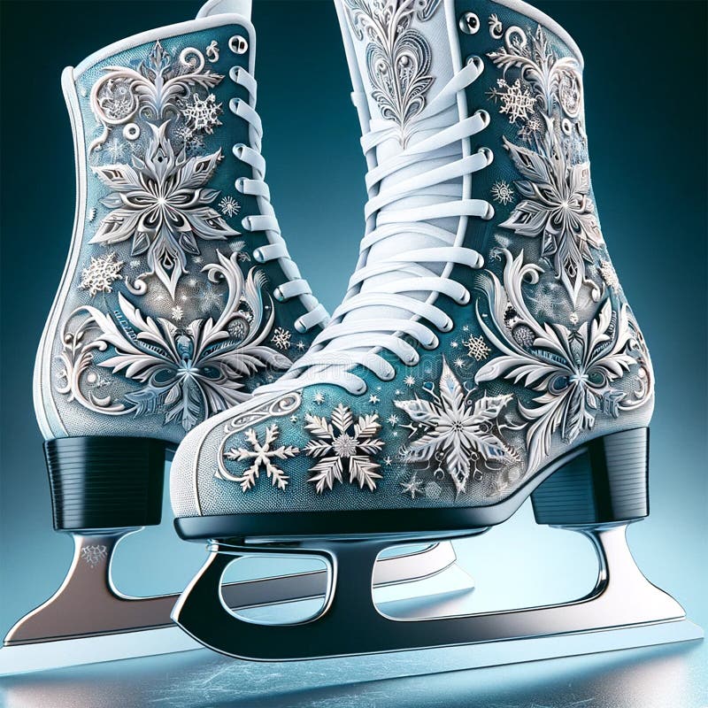 Winter Wonderland on Ice: Stylish Snowflake Ice Skates Stock Image ...