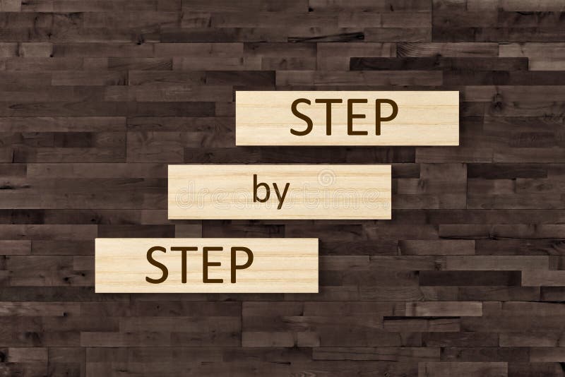 Step by Step on Wooden Blocks on Wooden Table Background, Business ...