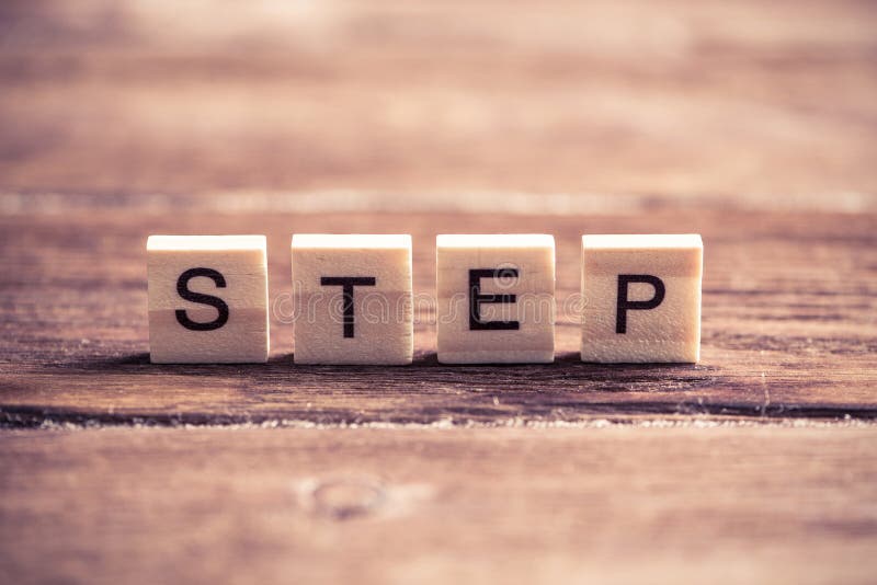 Step Word on Stairs or Ladder on Yellow Background Stock Photo - Image ...