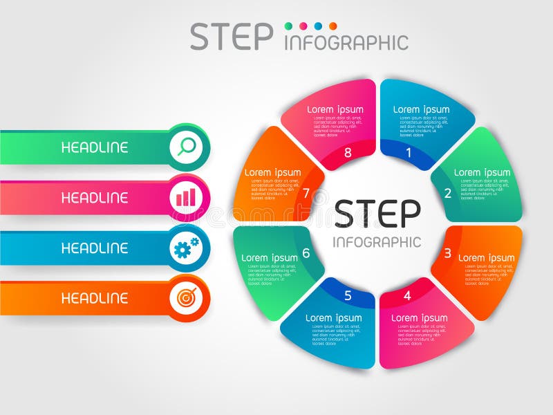 Step Work Processes Infographic with Vivid Gradient Color Element Stock ...