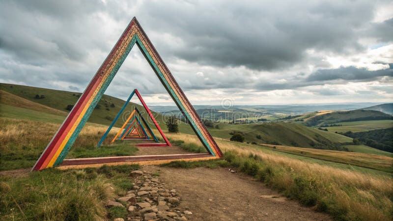 Surreal Impossible Triangle Illusion a Panoramic Landscape of Distorted ...