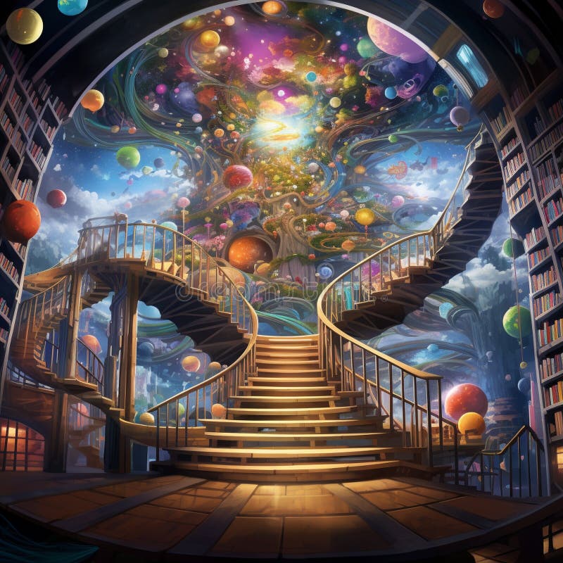 Imaginative Library Interior Stock Image - Image of interior, setting ...