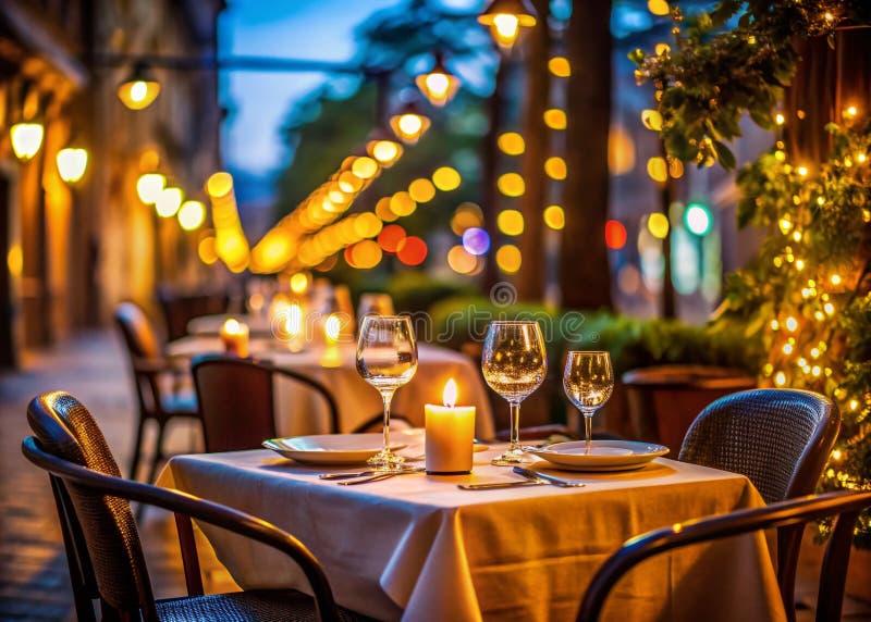 Enchanting Empty Outdoor Restaurant Table Under Starlit Sky Romantic ...