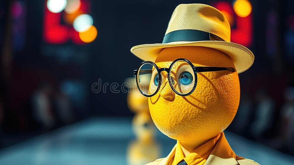 A Surreal Lemon Wearing a Hat and Monocle a Vibrant Imaginative Fusion ...