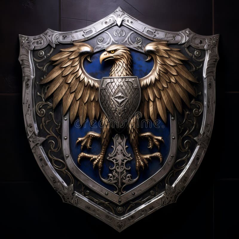 Majestic Guardian: Medieval Shield with Soaring Eagle Emblem Stock ...
