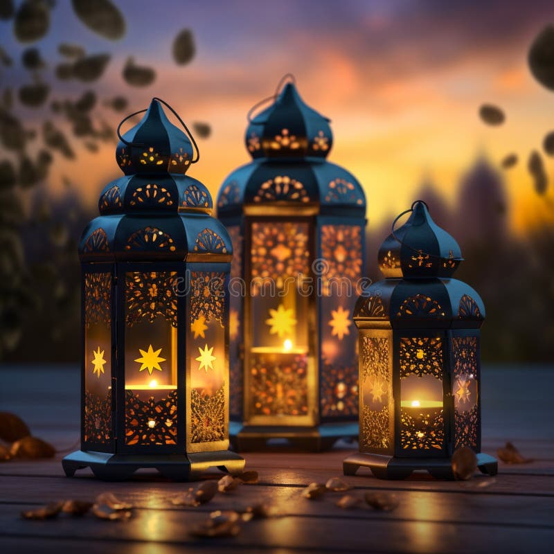 Decorative Lanterns in a Mystical Setting Stock Illustration ...