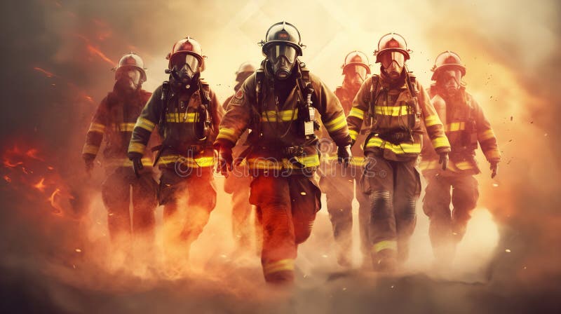 Inferno S Dance: Firemen S Dynamic Gear in Action Stock Illustration ...