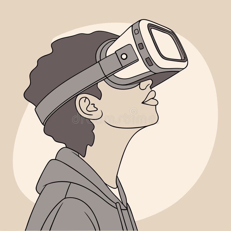 Experience the Future: Virtual Reality Headset in Action Stock Illustration - Illustration of ...