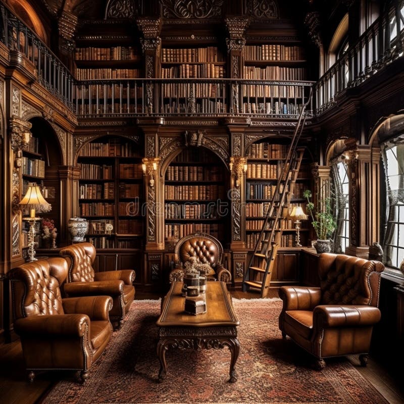 Library Filled with Antique Books Representing Different Eras of Human ...