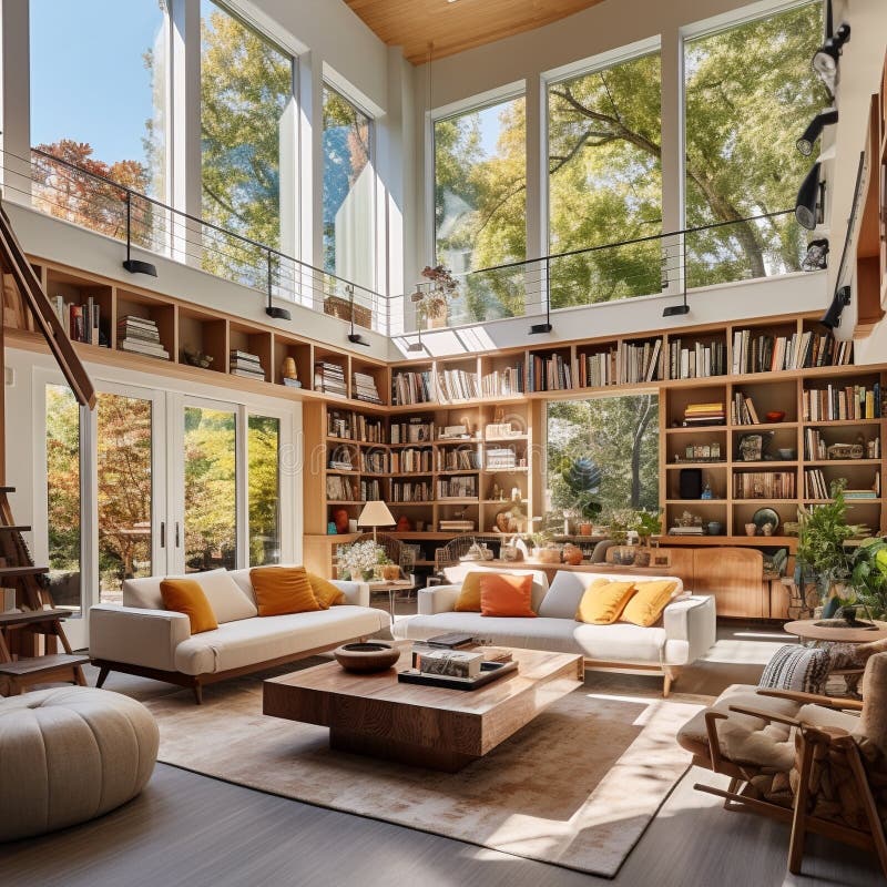 Between the Pages: Open Concept Library Interiors Stock Photo - Image ...