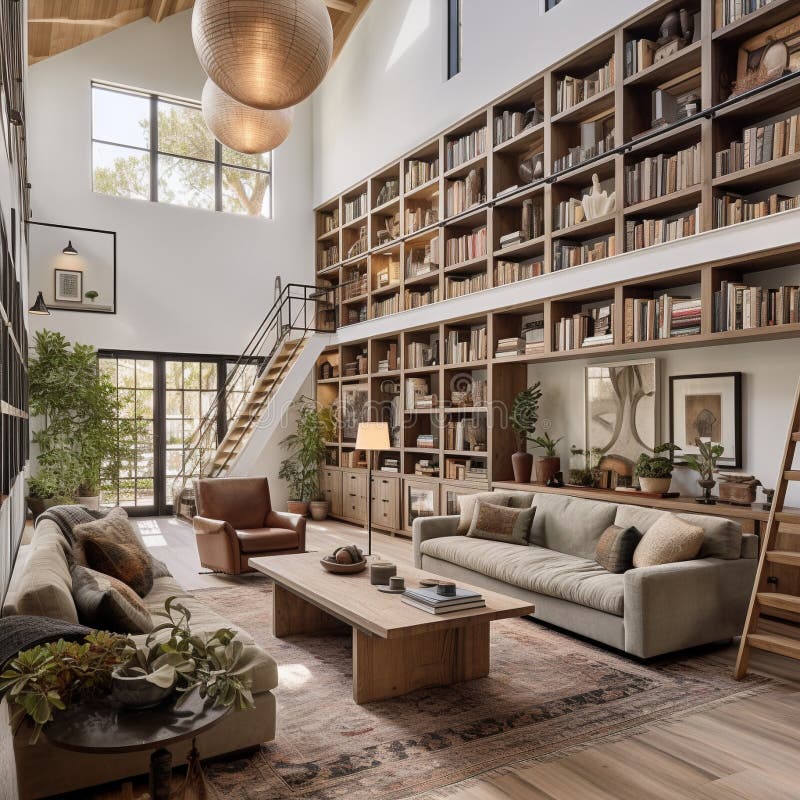 Between the Pages: Open Concept Library Interiors Stock Photo - Image ...