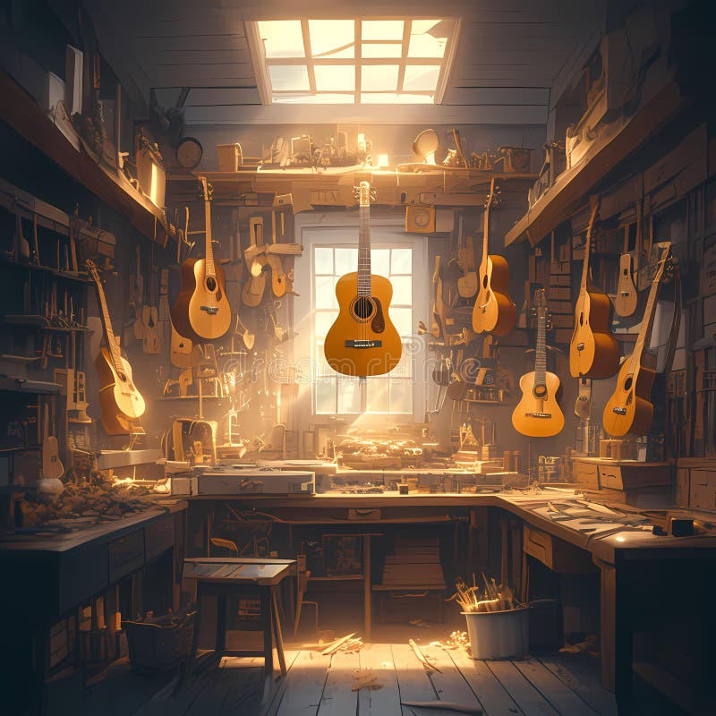 Handcrafted Guitar Workshop - a Symphony of Wood and Strings Stock ...