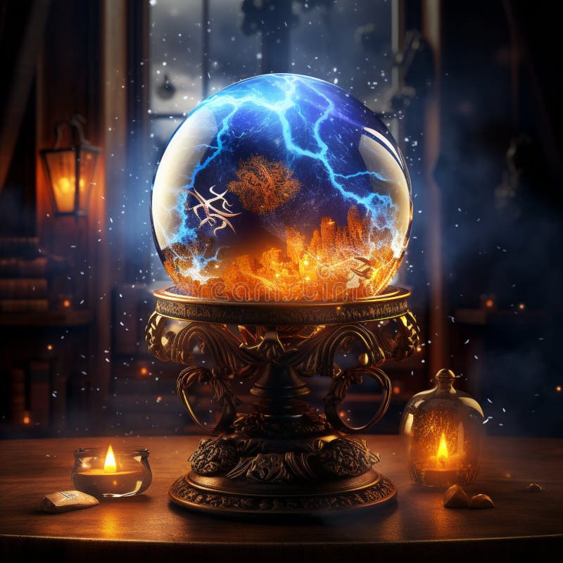 Mystical Crystal Ball in Enchanting Art Style Stock Image - Image of ...