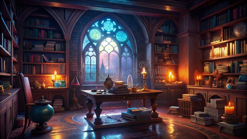 A Modern Wizards Enchanting Home Office a Mystical Sanctuary of Study ...