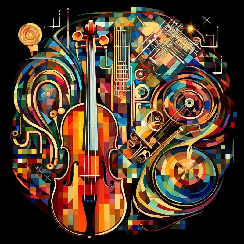 Vibrant and Mesmerizing Musical Instrument Mosaic Stock Photo - Image ...