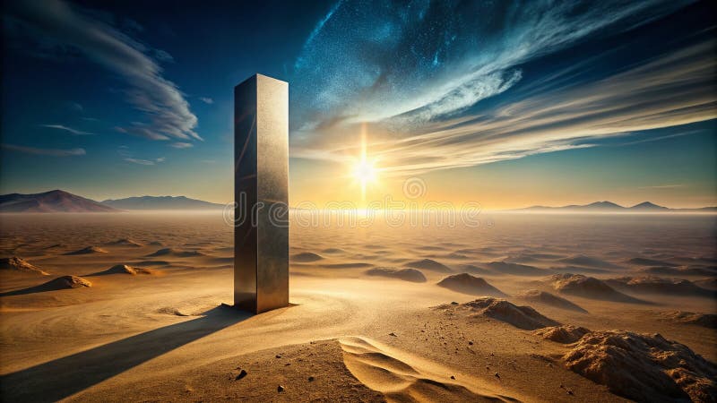A Stark SciFi Vision Minimalist Monolith Against a Desolate Futuristic ...