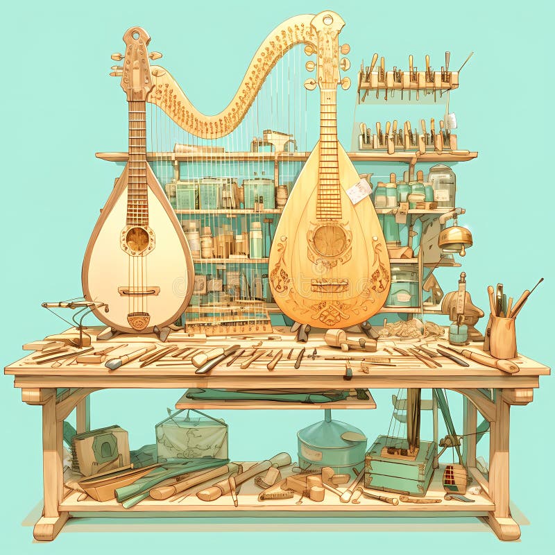 Luthier S Workshop: a Symphony of Tools and Craftsmanship Stock ...