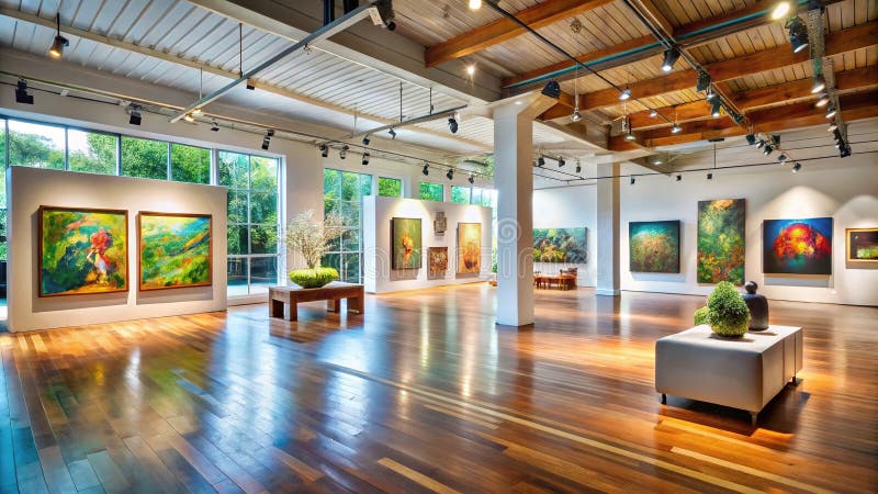 Immerse Yourself in Artistic Expression a Modern Gallery Showcasing a ...