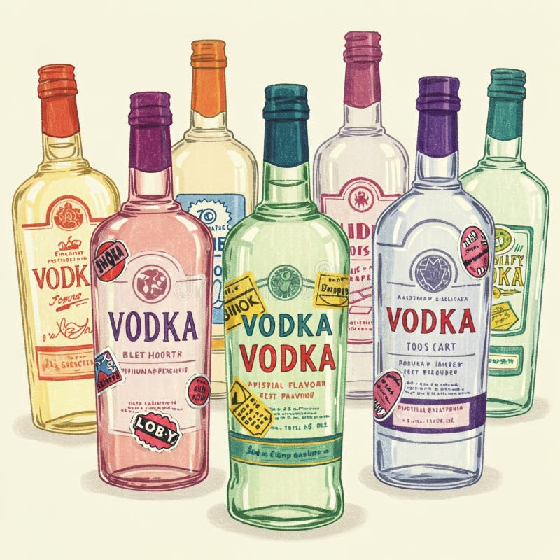 Vodka Vibes: a Crayon-Colored Sticker Collection Stock Illustration ...