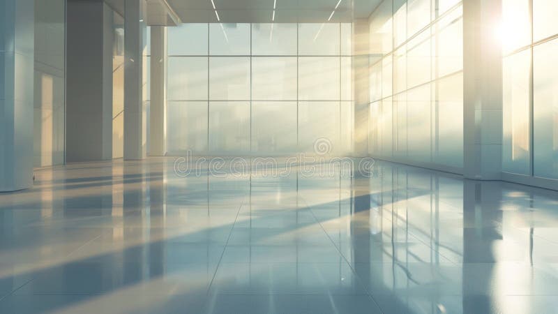Clean, Minimalistic Empty Room with Ample Lighting. Stock Illustration ...