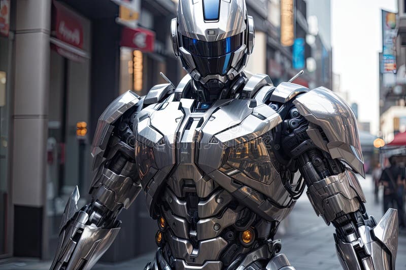 Futuristic Security Enforcer: Silver RoboCop at Your Service Stock ...