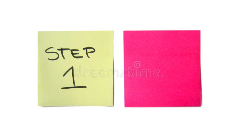 Step 1 Yellow and Red Post Its Used To Innovation Stock Photo - Image ...