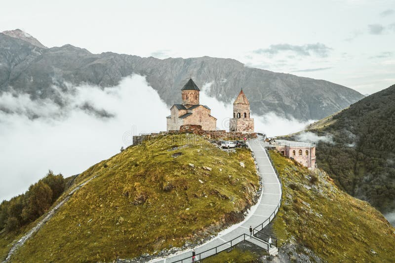 Stepantsminda, Georgia - 8th September, 2024: Stepantsminda, Gergeti ...