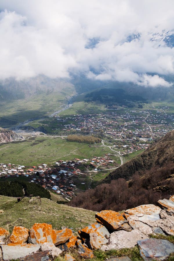 Stepantsminda Village in Kazbegi District of Mtskheta-Mtianeti, Georgia ...