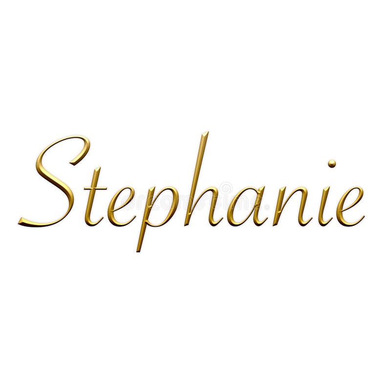 Stephanie Female Name Gold 3d Icon On White Background Decorative Font Template Signature