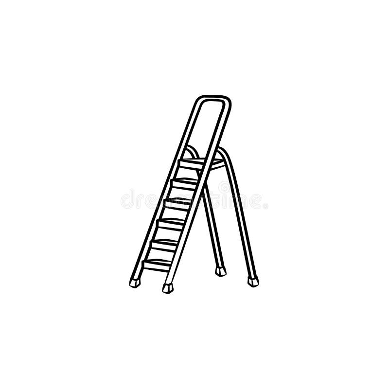 Stepladder Hand Drawn Sketch Icon. Stock Vector - Illustration of ...