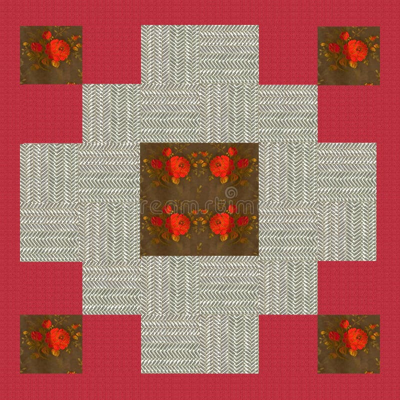 Steppdeckendesign N 6, Collage Für Eine Steppdecke, Rot Und Beige Mit ...