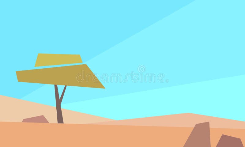 Low poly tree in desert stock vector. Illustration of minimalism ...
