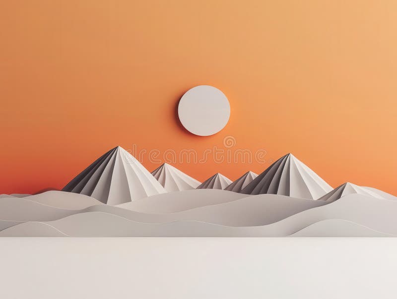 Steppe Landscape Flat Design Top View Sunrise Theme 3D Render Split ...