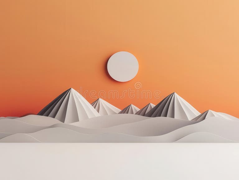 Steppe Landscape Flat Design Top View Sunrise Theme 3D Render Split ...