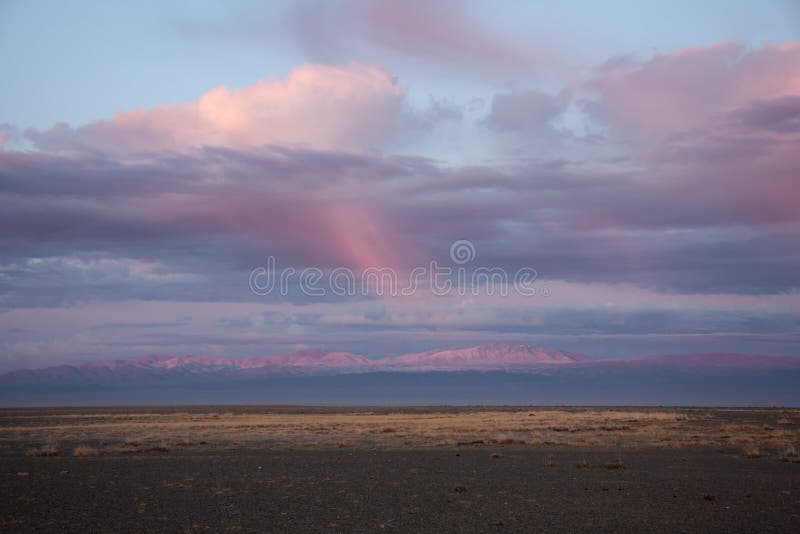 Steppe Near the Mountains. Western Mongolia Stock Photo - Image of ...