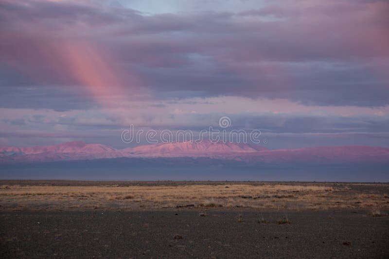 Steppe Near the Mountains. Western Mongolia Stock Image - Image of ...
