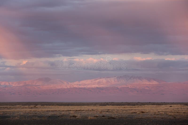 Steppe Near the Mountains. Western Mongolia Stock Image - Image of ...