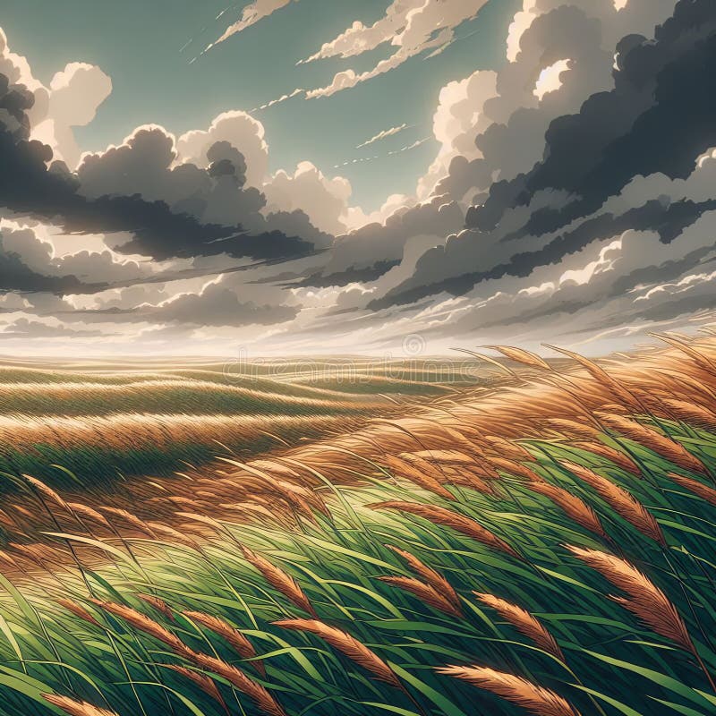 Windy Steppe Art Illustration Editorial Stock Photo - Illustration of ...