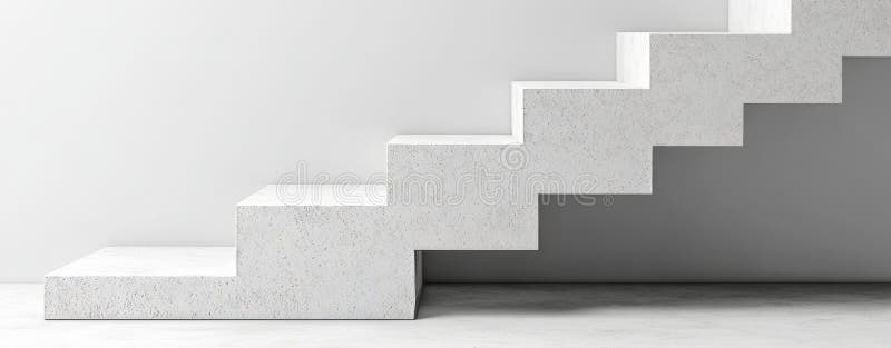A Stepped Concrete Platform with a Matte Finish, Positioned on a White ...