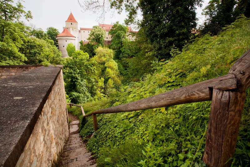 Stepped Path through the Forest To the Ancient Castle Stock Image ...