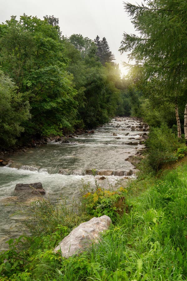 Stepped Riffles on Fuscher Ache River, Austria Stock Image - Image of ...