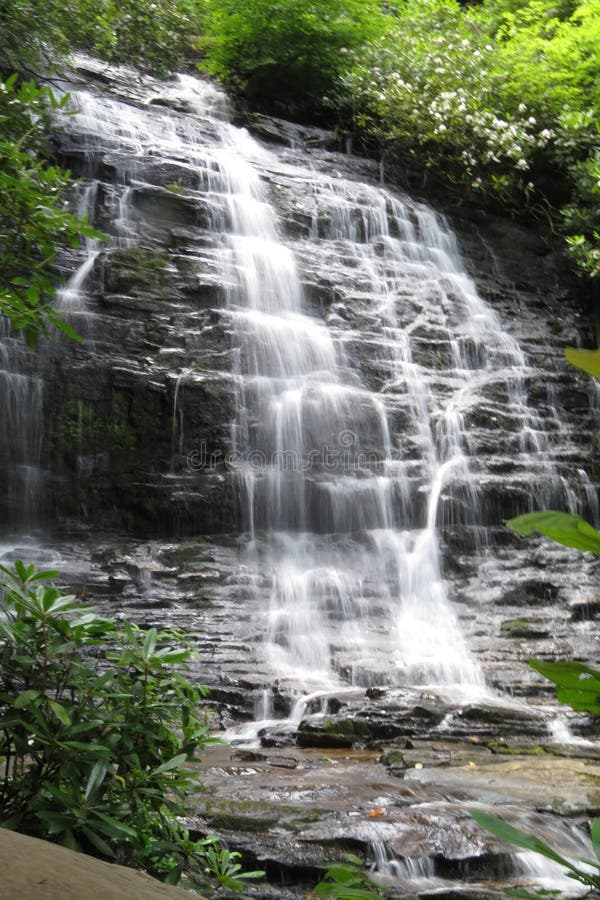Stepped rock waterfall stock photo. Image of plants - 192040002
