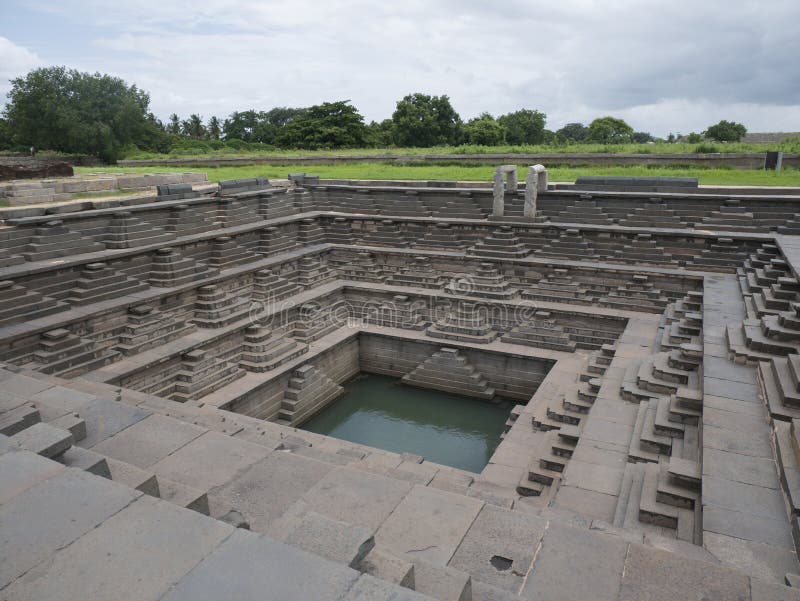 A Stepped Square Water Tank at Hampi Editorial Stock Image - Image of ...