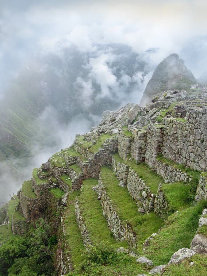 Inca Stepped Terraces Near Machu Picchu in Peru Stock Photo - Image of ...