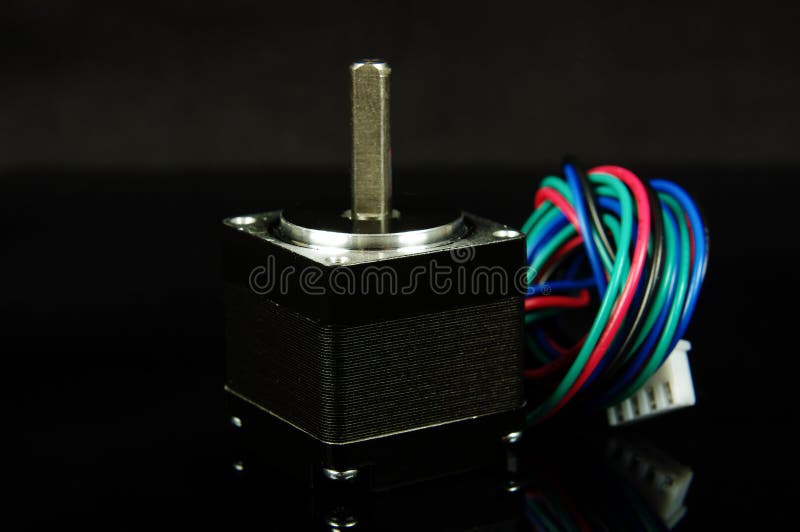 Stepper Motor with Wires and Connector Stock Image - Image of device ...