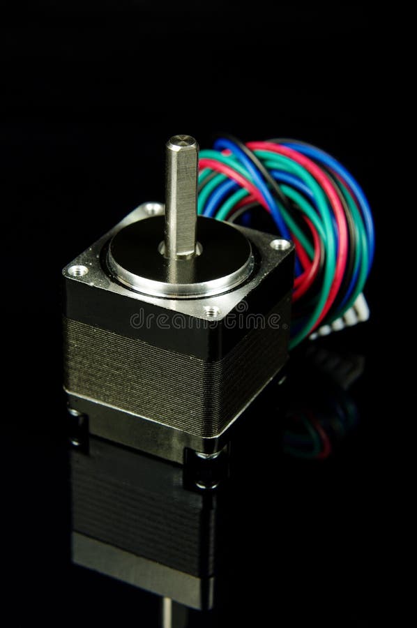 Stepper Motor with Wires and Connector Stock Image - Image of device ...