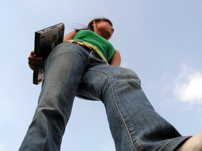 Stepping Forward with Laptop Stock Photo - Image of standing, chinese ...