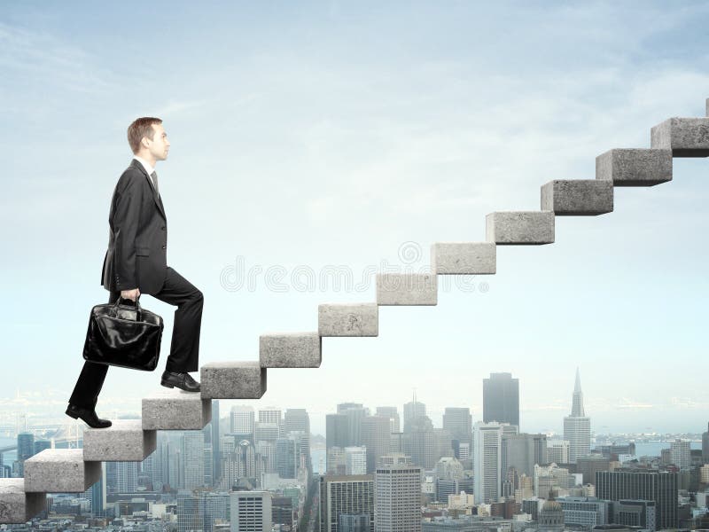 Stepping up a staircase stock image. Image of ambition - 28636621