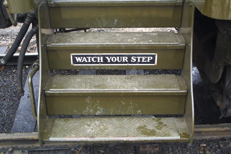 Train Steps - Watch Your Step Stock Image - Image of track, steam: 99654587